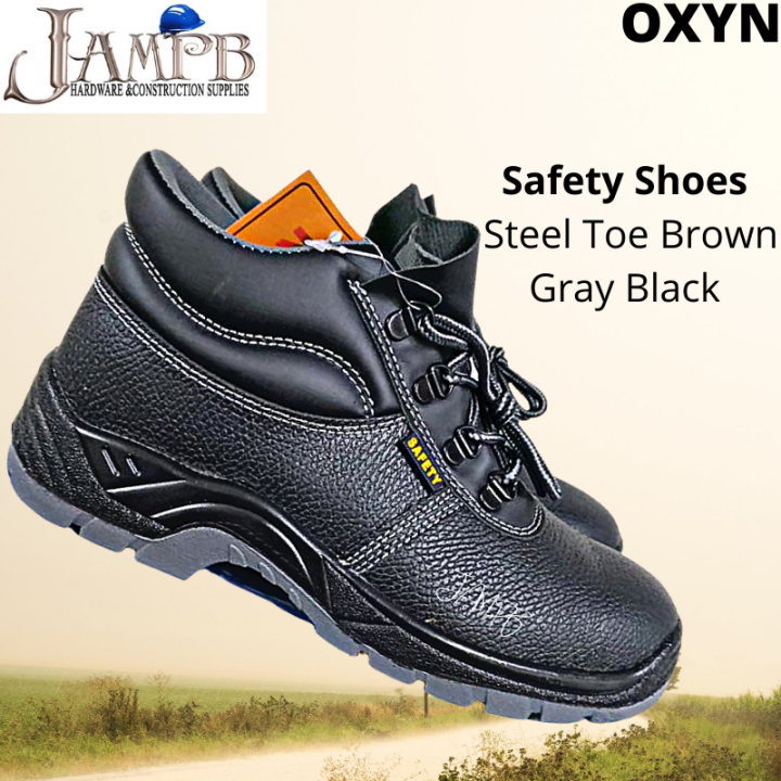 OXYN Safety Shoes Steel Toe Brown Gray Black High Quality | By JAMPB ...