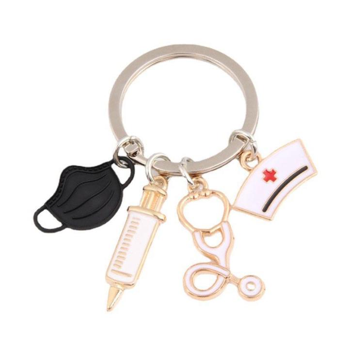 NEW DOCTOR KEYCHAIN MEDICAL TOOL KEY RING INJECTION SYRINGE STETHOSCOPE ...