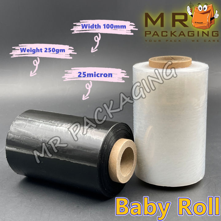 Stretch Film Baby Roll Wrapping [ 100mm x 250g ] Clear Wrap Clear ...