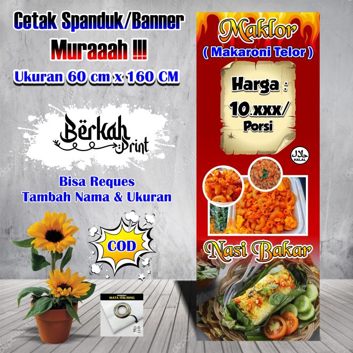 Spanduk Banner Makaroni Telor & Nasi Bakar ukuran 60 cm x 160 cm ...