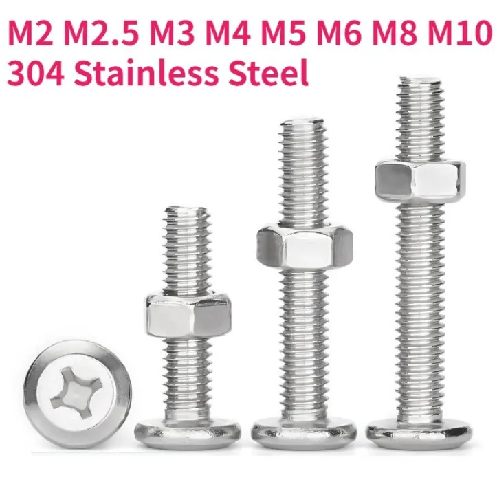 M2 M2.5 M3 M4 M5 M6 M8 M10 304 Stainless Steel Phillips Cross Large Flat Head Screw Bolt ...