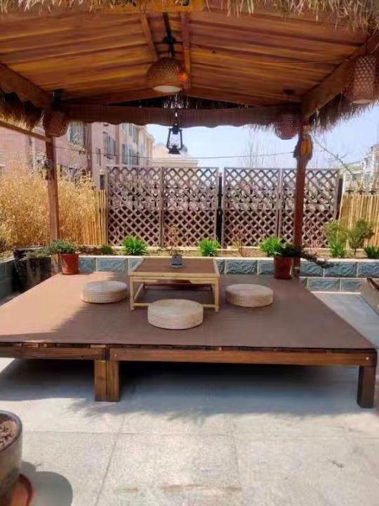 Balcony outdoor solid anticorrosive wood platform platform courtyard ...