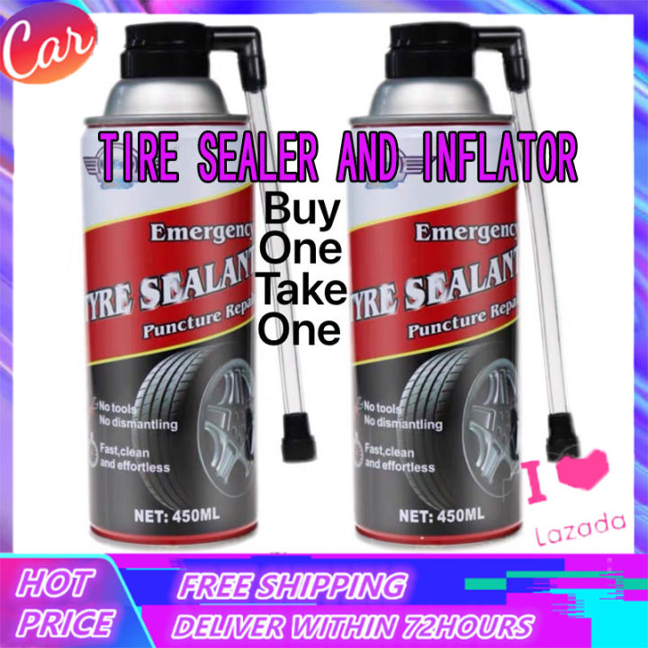 BUY 1 TAKE 1 ! TIRE INFLATOR / FLOOR JACK ALTERNATIVE / TYRE SEALANT 450 ML Tire Sealer And ...