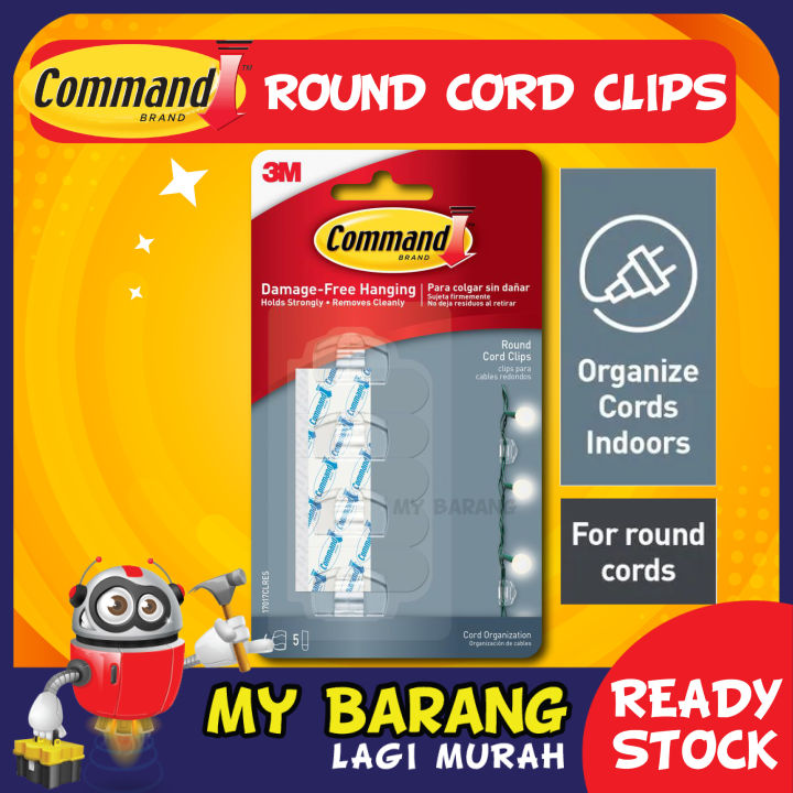 3M Command 17017CLR Small Cord Wire Clips Organize Monitor Cable Line ...