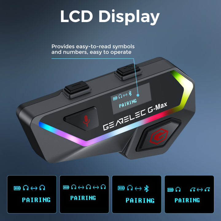 GEARELEC G-Max Motorcycle Helmet Bluetooth Intercom Headset 2000m 6 ...