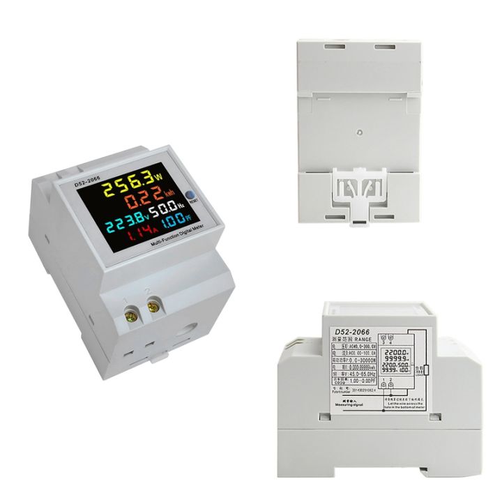 VVH MALL-Din Rail AC Monitor 6IN1 100A Voltage Current Power Factor ...