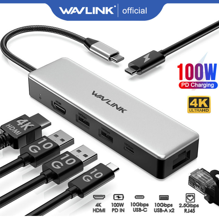 WAVLINK 6-IN-1 USB C Dock, USB C to HDMI Docking Station with 2x10Gbps ...