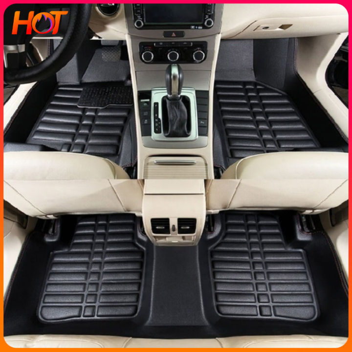 Carstorm 5Pcs/Set Car Universal Foot Pad PU Foot Pad Car Leather Floor ...