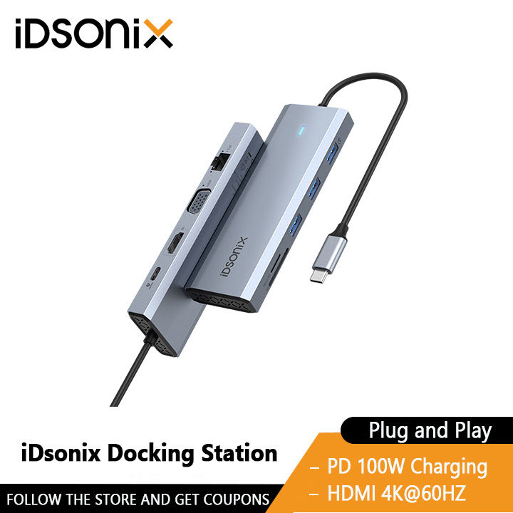 iDsonix USB Type C 10 In 1 Hub USB-C to 4K HDMI/VGA/Card Reader/Audio ... iDsonix USB Type C 10 In 1 Hub USB-C to 4K HDMI/VGA/Card Reader/Audio ...