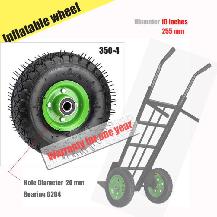 Inflatable Wheel【1 pc】 350-4 Pneumatic tire Push wheels 10 inch tire for trolley push hand ...