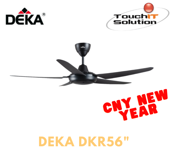 Deka Ceiling Fan (56 Inch/Black) 4-Speed DC Motor Remote Control ...