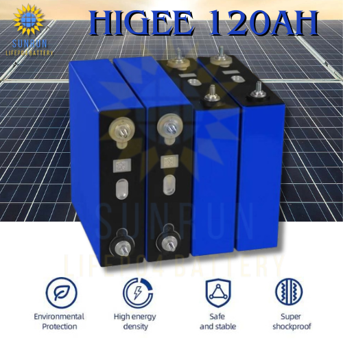 HIGEE LiFePo4 Solar Battery 3.2V 120AH For 12v 24v 48v Solar Storage ...