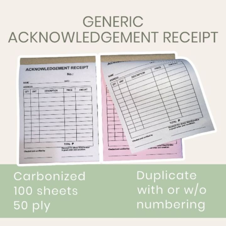 COD ACKNOWLEDGEMENT RECEIPT - GENERIC - READY MADE CARBONIZED | Lazada PH