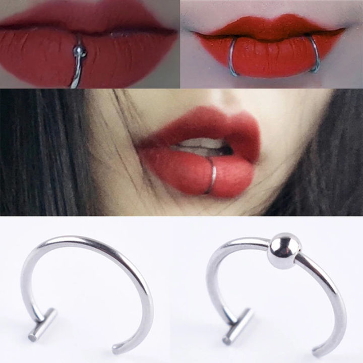 【Home TopONE】Personality no hole fake lip nail lip clip lip ring ...