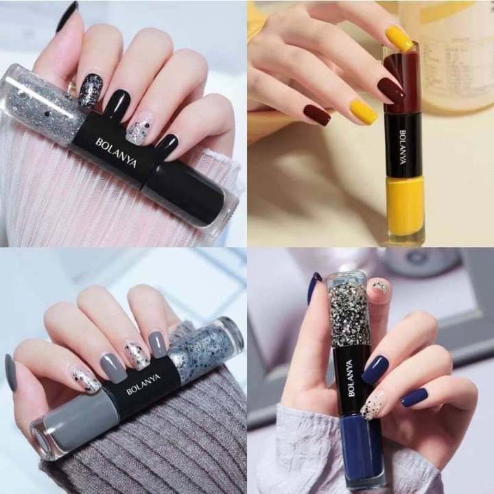 E045 BOLANYA สีทาเล็บ 2in1 สีสวย แห้งเร็ว สีทาเล็บกึ่งเจลไม่ต้องอบ | Lazada.co.th