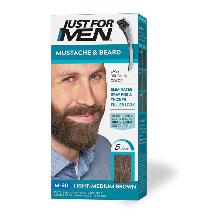 Just For Men Mustache & Beard Facial Haircolor Kit with Biotin, Aloe ...