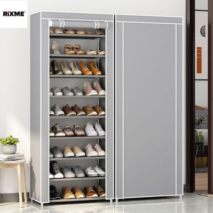 RIXME 10 Layer 9 Grid Shoe Rack Storage Cabinet Cover Storage shoe ...