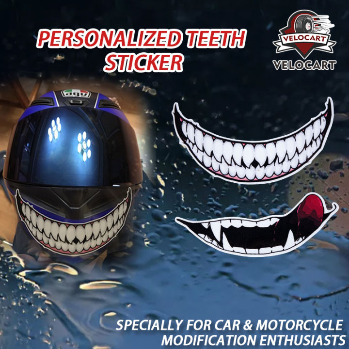 Motorcycle Helmet Sticker Evil Teeth Style Car Stickers Car Decals ...