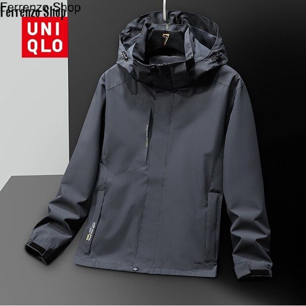 Ferrenzo Shop HOT★UNIQLO เสื้อแจ็กเก็ตกันฝน แบบนิ่ม ทรงหลวม กันน้ํา ขนาดใหญ่ คุณภาพสูง สําหรับ ...