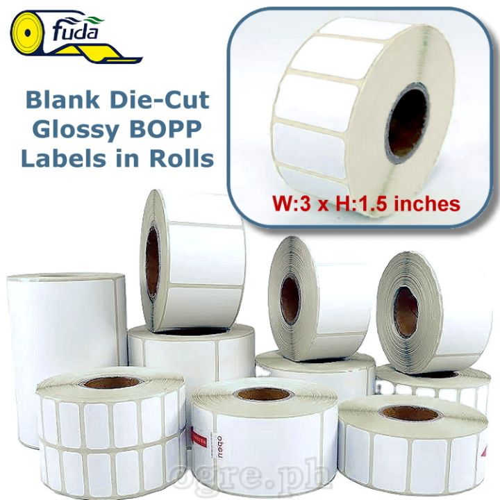Blank BOPP Die-Cut Labels in Rolls ~ Glossy White (Various Sizes ...