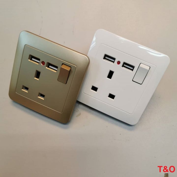 3 PIN UK PLUG WALL SOCKET WITH SWITCH AC/DC USB CHARGER (STANDARD FOR ...