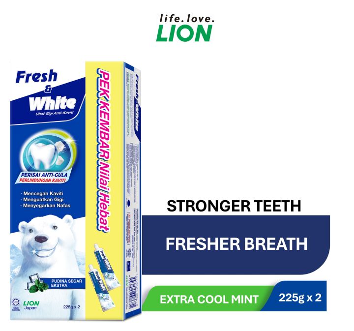 Fresh & White Fluoride Toothpaste Super Value - Extra Cool Mint (225g x ...