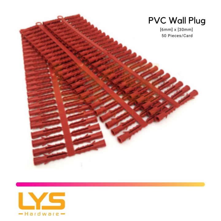 [LYShardware] PVC Wall Plug 6mm x 30mm Plastic Wall Plug [50pcs/card ...