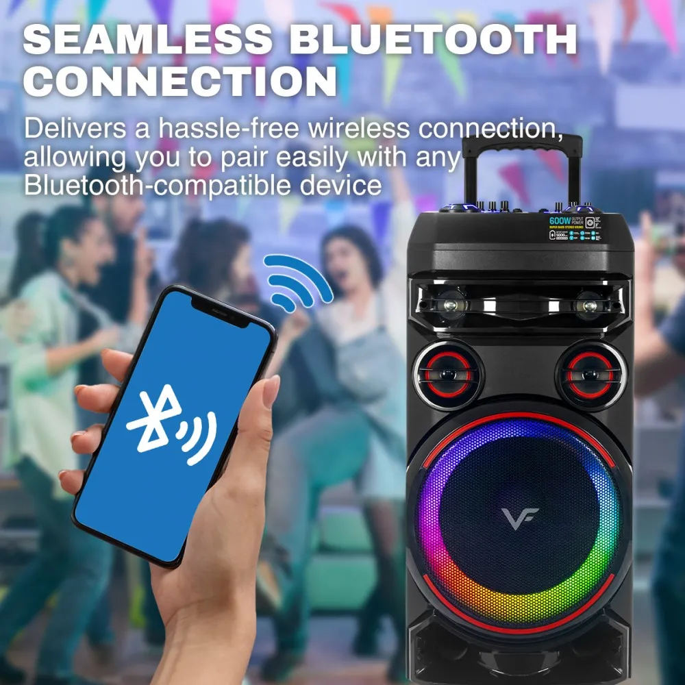 Vinnfier Tango 313 WMU (2024) Wireless Bluetooth Trolley Portable Speaker with Wireless Handheld ...