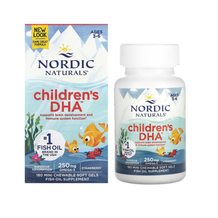Nordic Naturals Children's DHA 180 soft gels และแบบ Xtraสำหรับเด็ก 3-6 ...
