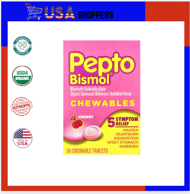 USA Shoppers| Pepto Bismol Chewable Tablets for Nausea, Heartburn ...