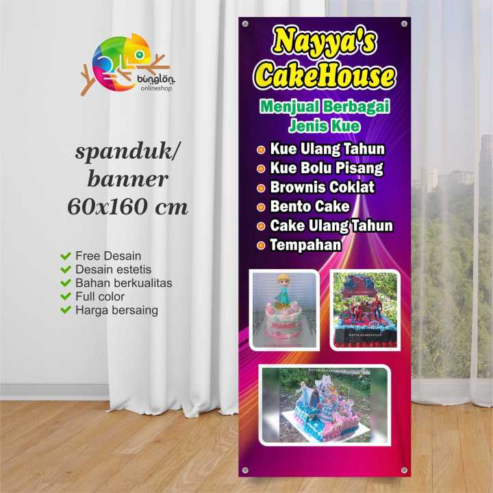 Spanduk Banner 60x160 Cake House Kue dan Brownis Custom Desain | Lazada ...