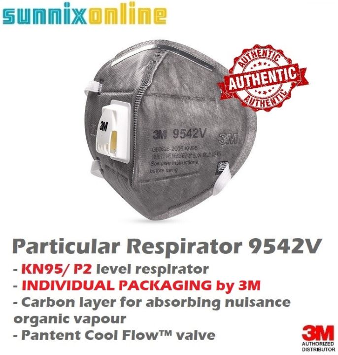 3M Particulate Respirator #9542V, KN95/ P2, Original 3M Individual Packaging, Valve, Organic ...
