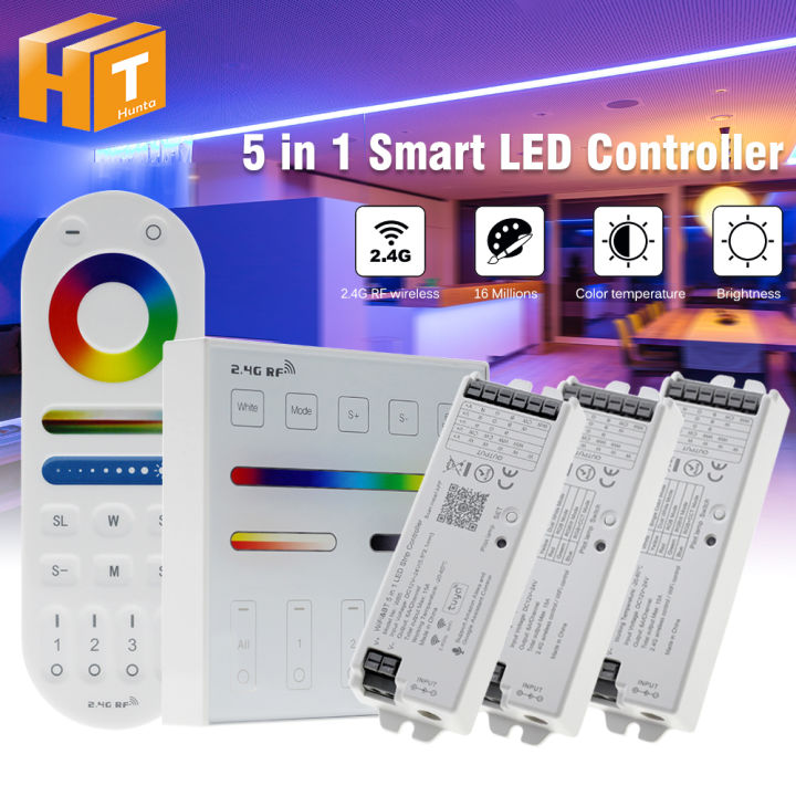 2.4G 5 in 1 LED คอนโทรลเลอร์ TUYA WIFI DIMMER CCT RGB RGBW RGB+CCT LED Strip Smart Controller RF ...