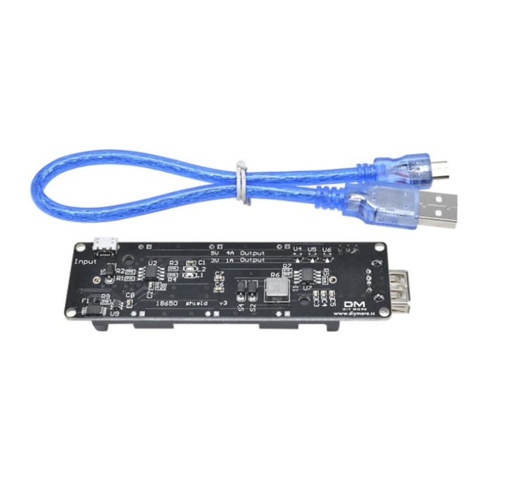 โมดูลรางชาร์จแบตเตอรี่ 18650 พร้อมช่องจ่ายไฟ Usb Battery Shield V3 