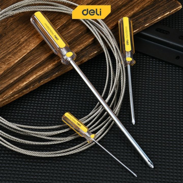 Deli Magnetic Pull Rod Flat Screw Driver Flat Screwdriver 75mm 100mm 150mm | Lazada PH