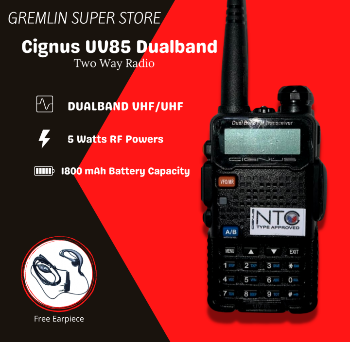 Cignus UV85 Dualband Two Way Radio Walkie Talkie Black with FREEBIES ...
