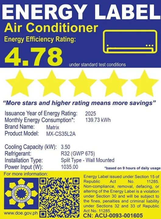 Matrix Aircon Shop PH - MX-CS35L2A M Series 1.5HP FULL DC Inverter ...