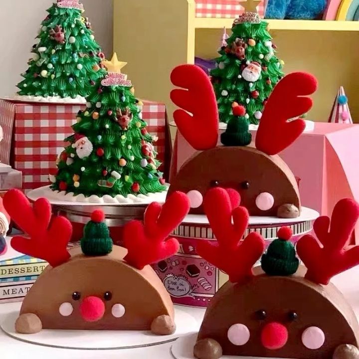 Korean Style Christmas Cake Topper Baked Cake Decoration Christmas Bear