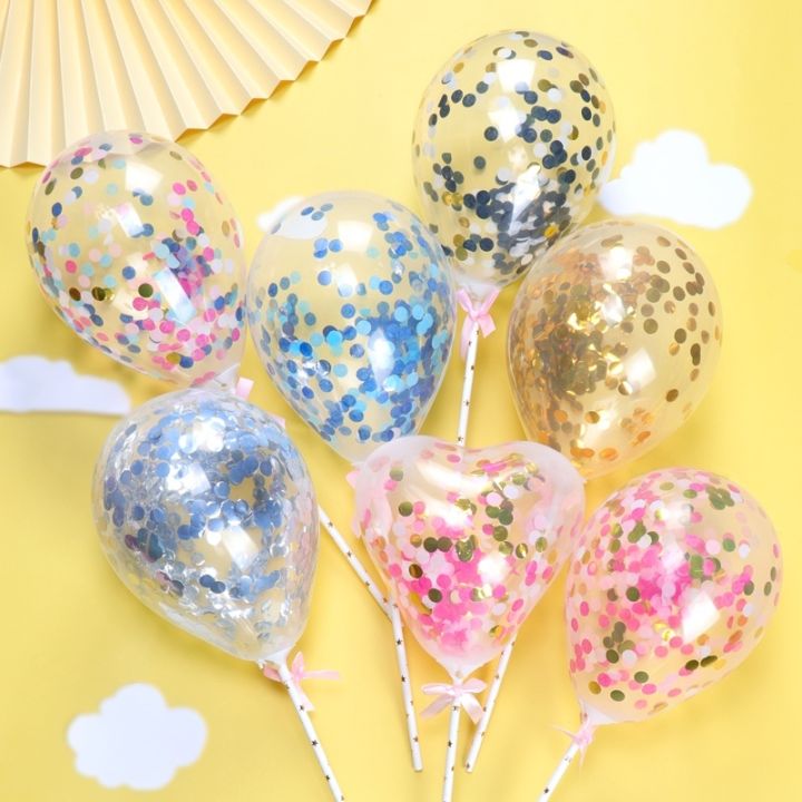 5 Inch Mini Colorful Confetti Balloon Cake Toppers Shinny Happy ...