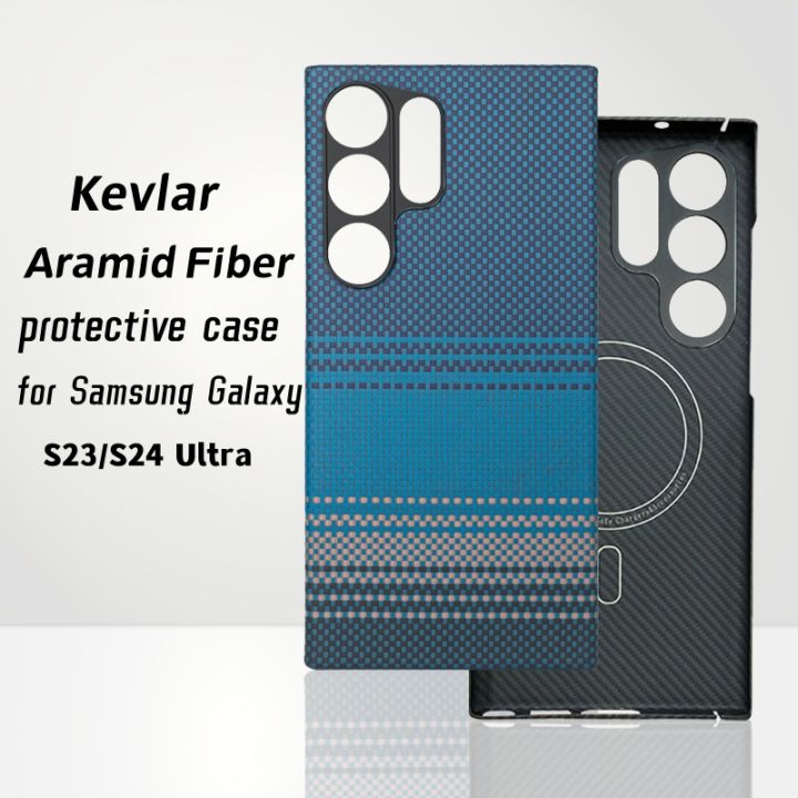 Kevlar Carbon Fiber Phone Case for Samsung Galaxy S24 Ultra Plus with Magsafe Luxury Ultra-thin ...
