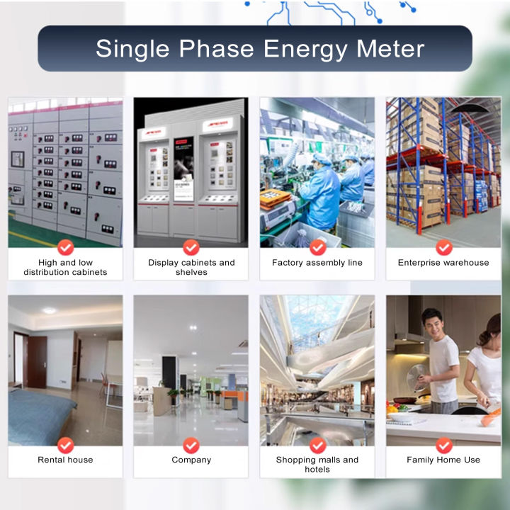 ZJchao Single Phase Energy Meter with Color LCD Display Multifunctional ...