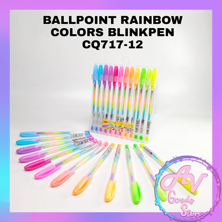 ballpoint gel rainbow CQ717-12 / pulpen rainbow / pulpen glitter warna ...