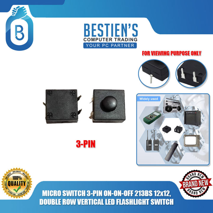 MICRO SWITCH 3-PIN ON-ON-OFF 213BS 12x12, DOUBLE ROW VERTICAL LED ...