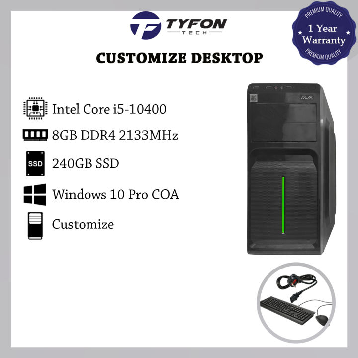 Customize Desktop i5-10400 8GB DDR4 RAM 240GB SSD Win 10 Pro Desktop PC ...
