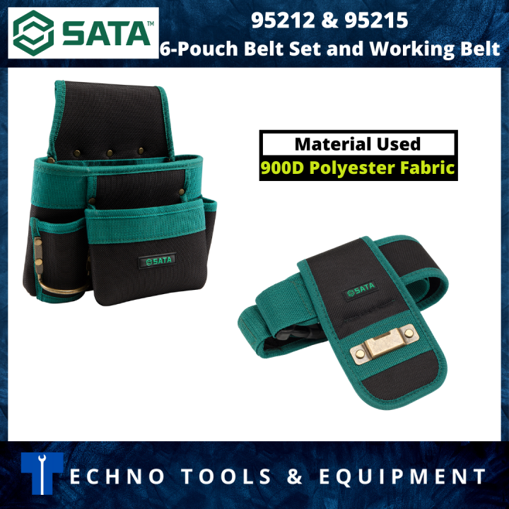 SATA 95212+95215 6-Pouch Belt Set and Working Belt With Tape Measure ...