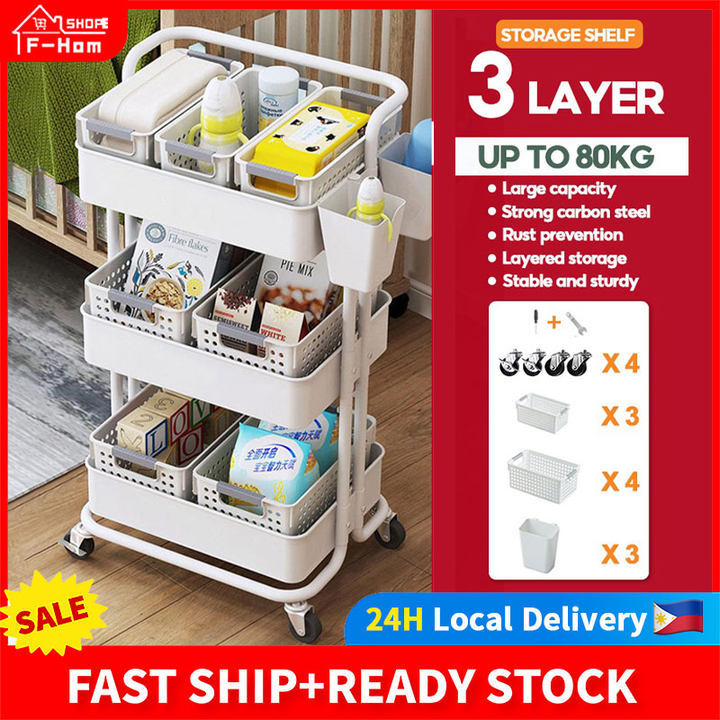 Fortune home 3 Tier Trolley Cart For Baby Kitchen Racks Organizer ...