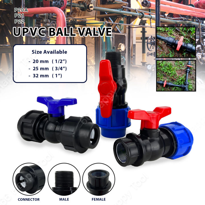 (20mm/25mm/32mm) Compact Ball Valve Poly HDPE PP UPVC Heavy Duty Male ...