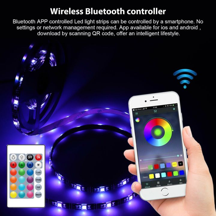 WUZHISHANG Bluetooth LED Strip Lights Tape 10M RGB 5050 5V SMD Flexible ...