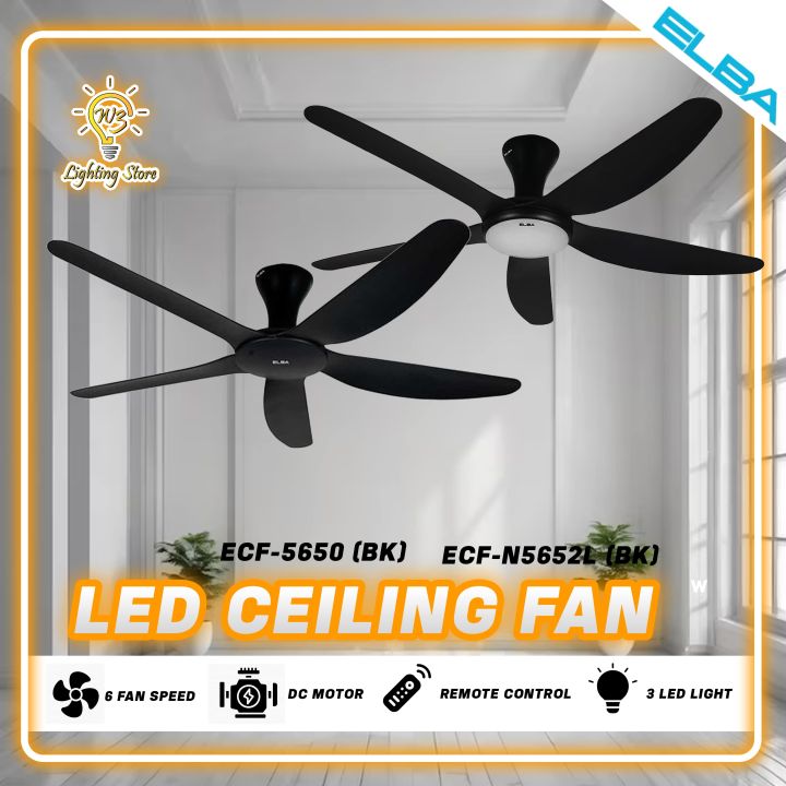 ELBA CEILING FAN WITH LED LIGHT (BK) - 56" ECF-N5652L | ELBA DC CEILING ...