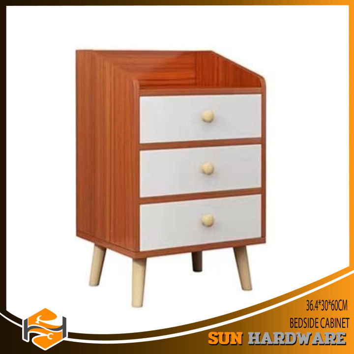 SUN HARDWARE 3 Drawers Wooden Elegant Bedside Table Nightstand Coffee ...